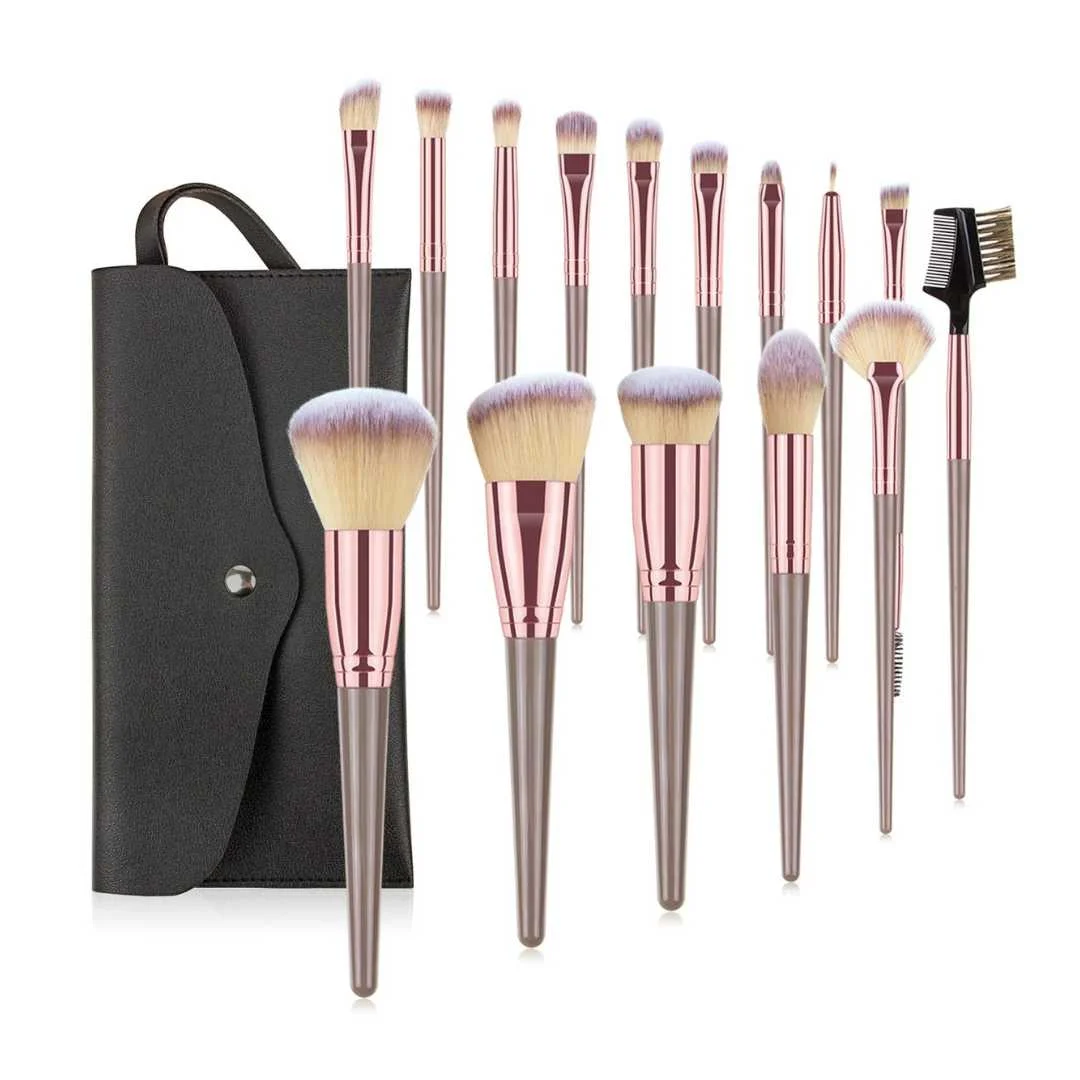 Beauty Planet 15-Piece Professional Brush Set - Taupe | Roar Beauty Store